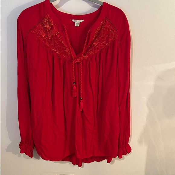 Cato | Tops | Cato Red Blouse With Embroidery | Poshmark
